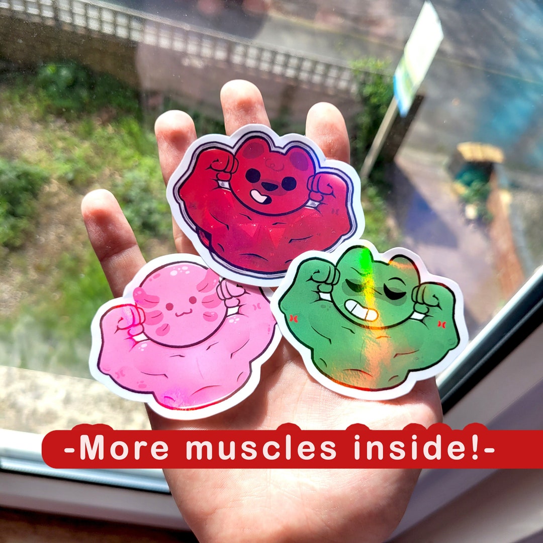 Buff Animal Stickers! / Cursed Meme Frog, Axolotl, Fox Stickers for ...