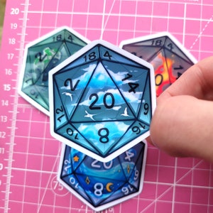 Elemental Dice D20 Stickers 4pcs / Waterproof / Awesome Aesthetic Vinyl ...