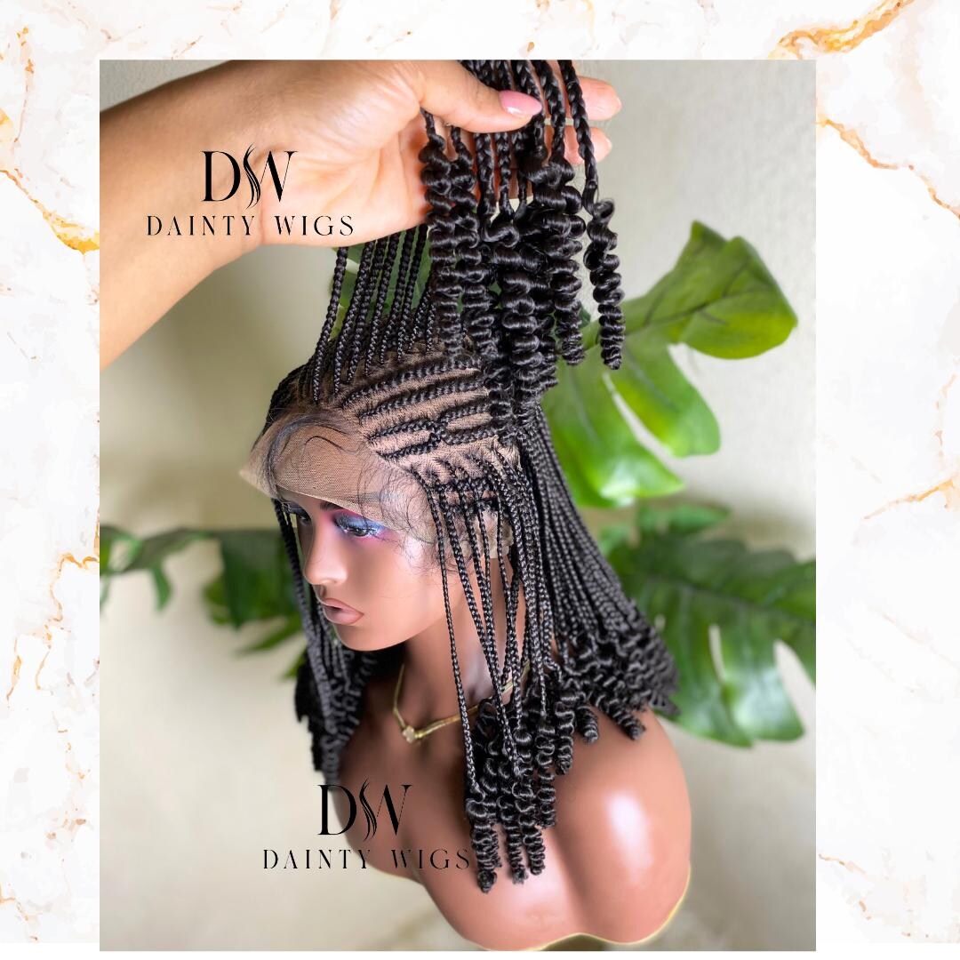 Full Lace Flip Over Fulani Braids With Curled Ends- Braided Wig for ...