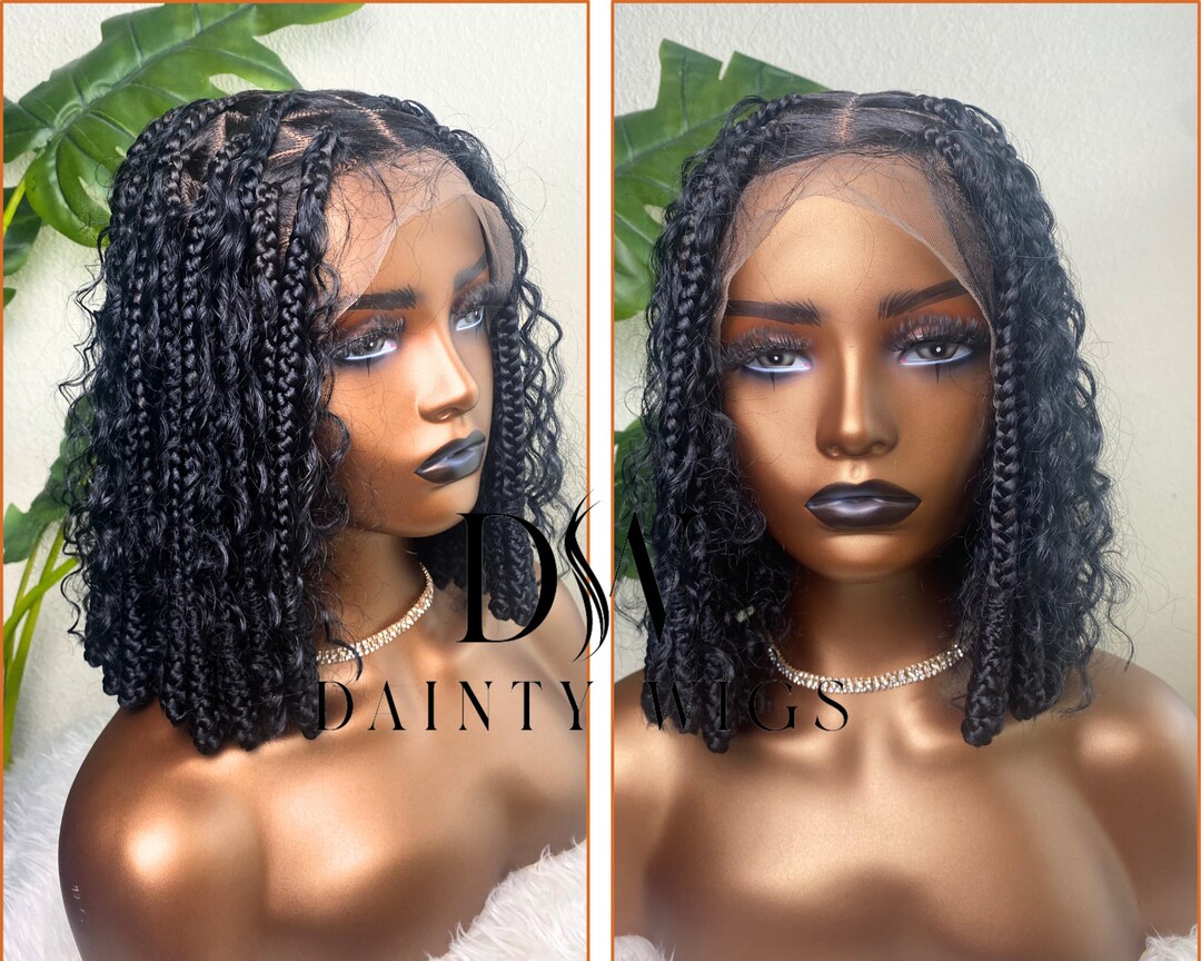 Full Lace Bob Bantu Boho Knotless Braids Wig for Black Women Multiple ...