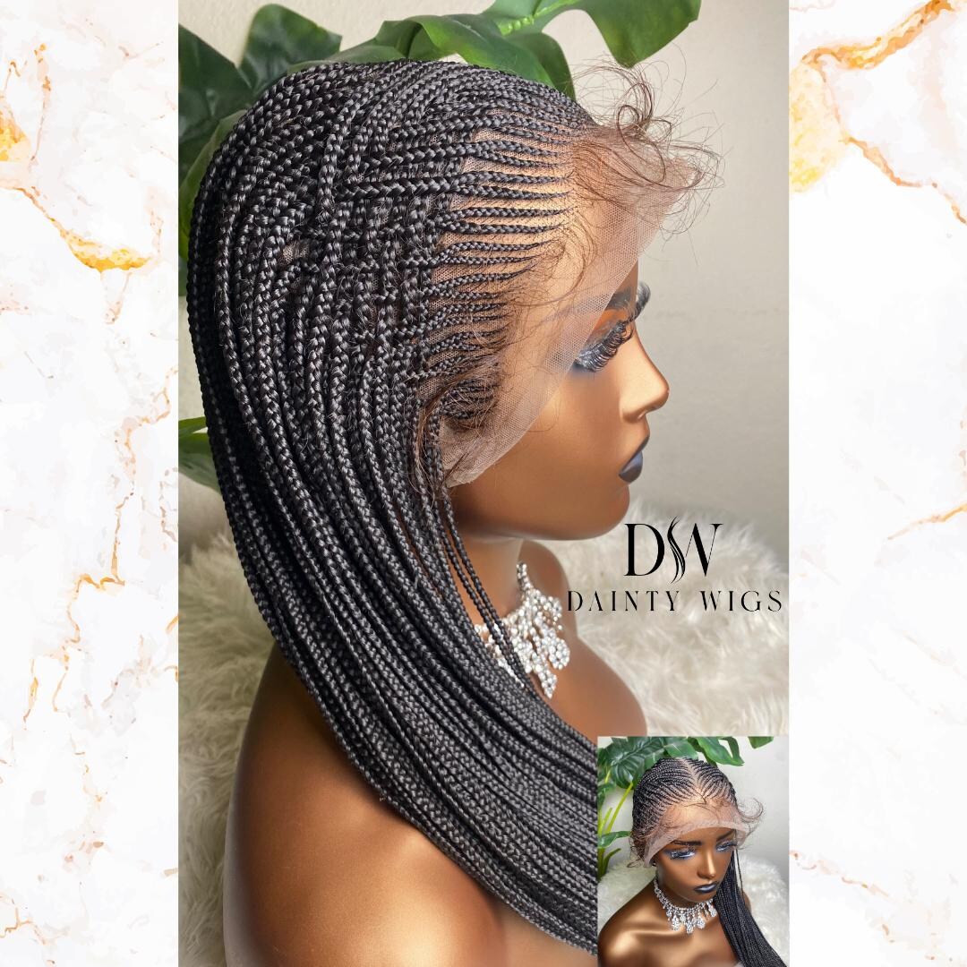 Mat Full Lace Cornrow Design Braided Wig for Black Women - Synthetic ...