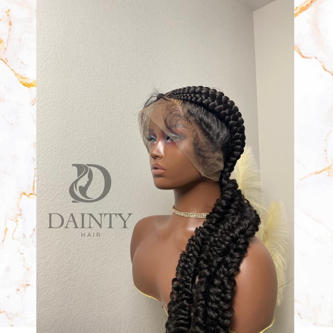 Full Lace Double Dutch Braids Wig With Butterfly Tips - Braided Wig for ...