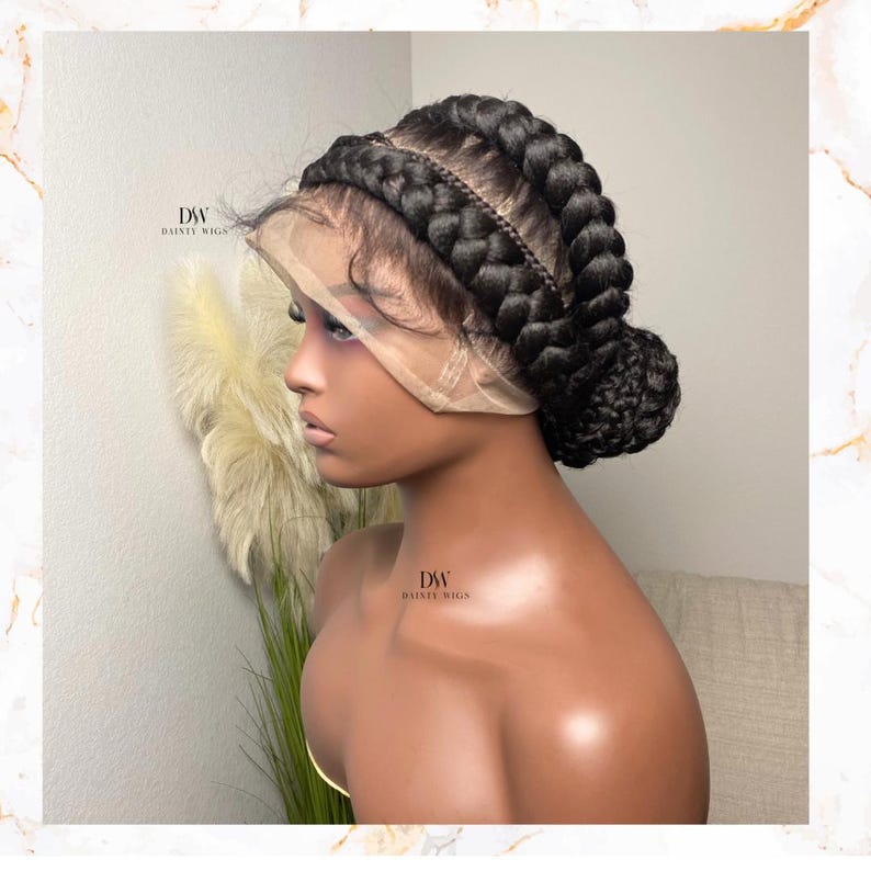 Low Bun Cornrow - Full Lace Jumbo Cornrow WIG for Black Woman Ready to ...