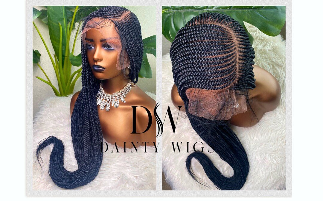 Beautiful Curved Part Braids Wig C Cut Braided Wig for Black Women ...