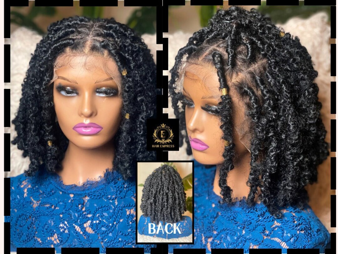 Short BUTTERFLY LOCS Wig Bob Butterfly Locs Braided Wigs 13x4 Frontal ...