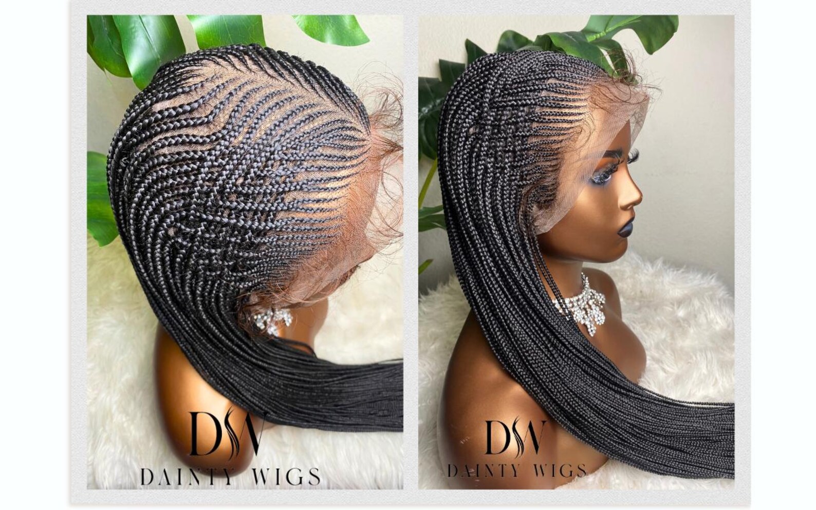 Mat Full Lace Cornrow Design Braided Wig for Black Women - Synthetic ...
