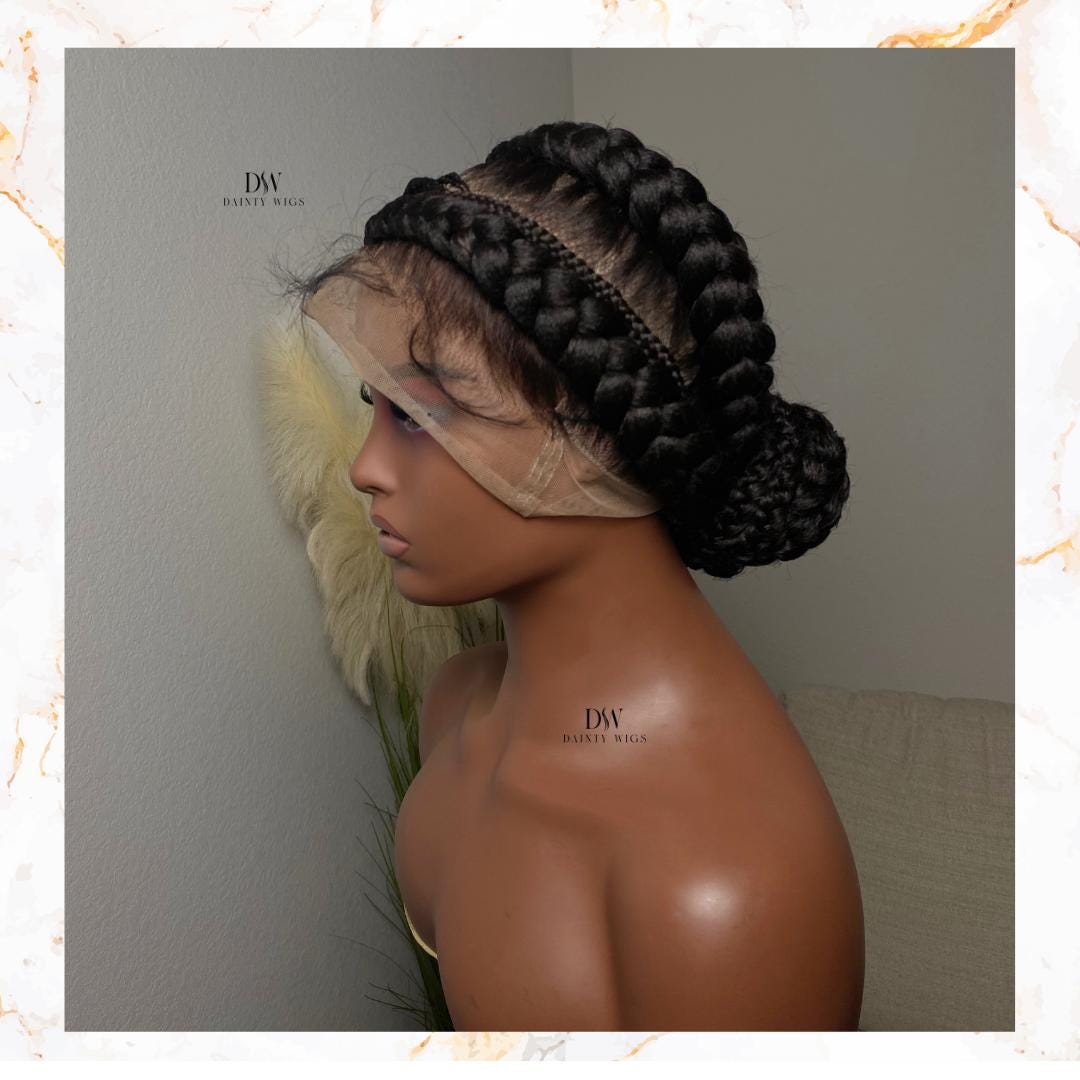 Low Bun Cornrow - Full Lace Jumbo Cornrow WIG for Black Woman Ready to ...