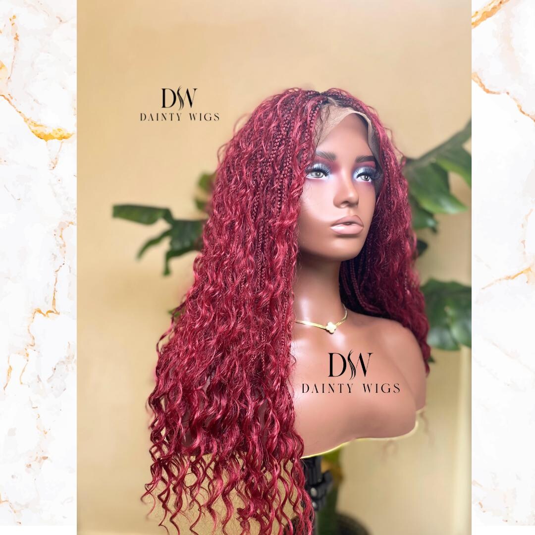 24 Inches Ruby Boho Knotless Braided Wig - Full Lace Knotless Braided ...