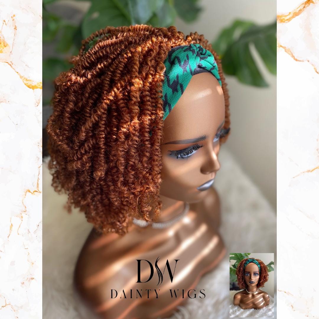 GINGER Kinky Micro-twists Crochet Headband Wig for Black Women - Ready ...