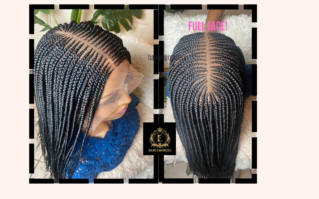 REALISTIC Deep Middle Part Cornrow Braid Wig for Black Women Synthetic ...