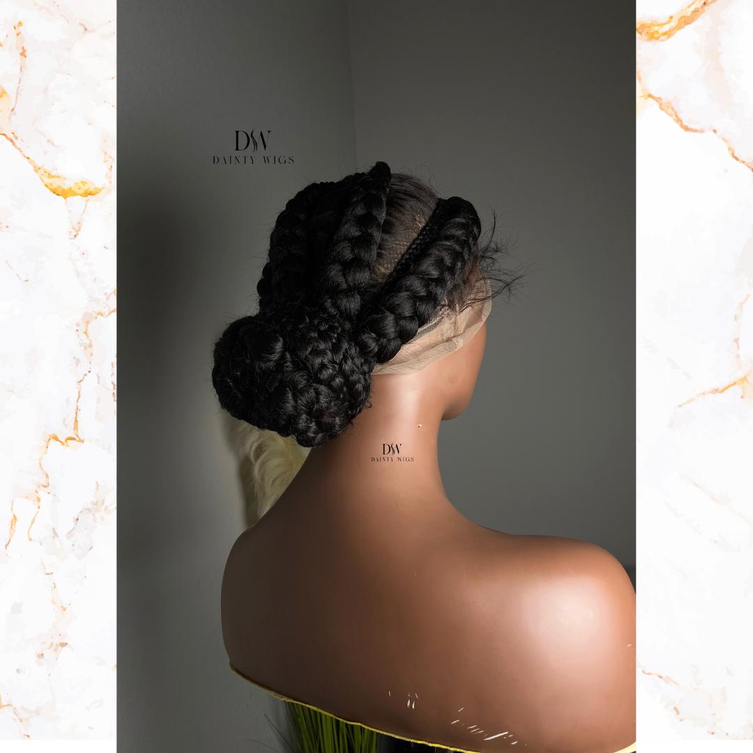 Low Bun Cornrow - Full Lace Jumbo Cornrow WIG for Black Woman Ready to ...