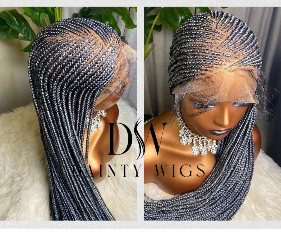 Full Lace Fulani Braided Wig Zigzag Cornrow Braids Wig for Black Woman ...