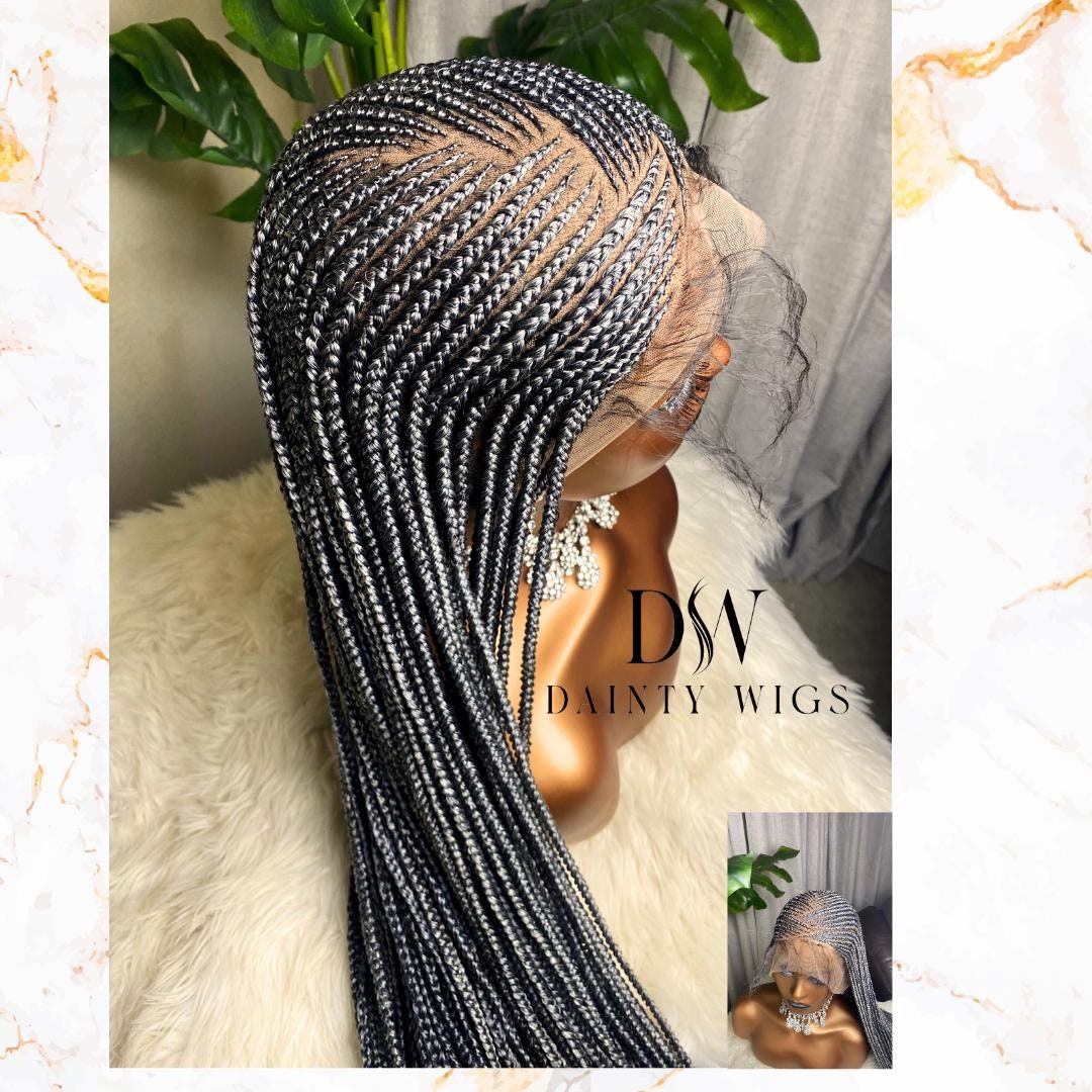 Full Lace Fulani Braided Wig - Zigzag Cornrow Braids Wig for Black ...
