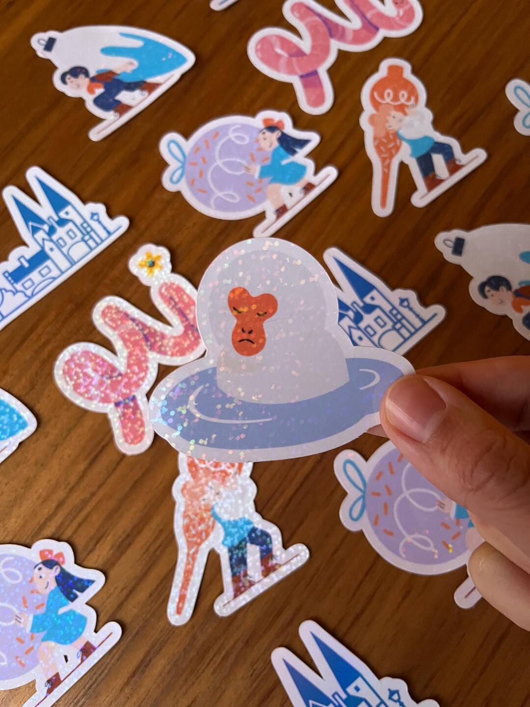 Snow Spa Monkey, Sparkling Vinyl Sticker - Japanese, Macaque ...