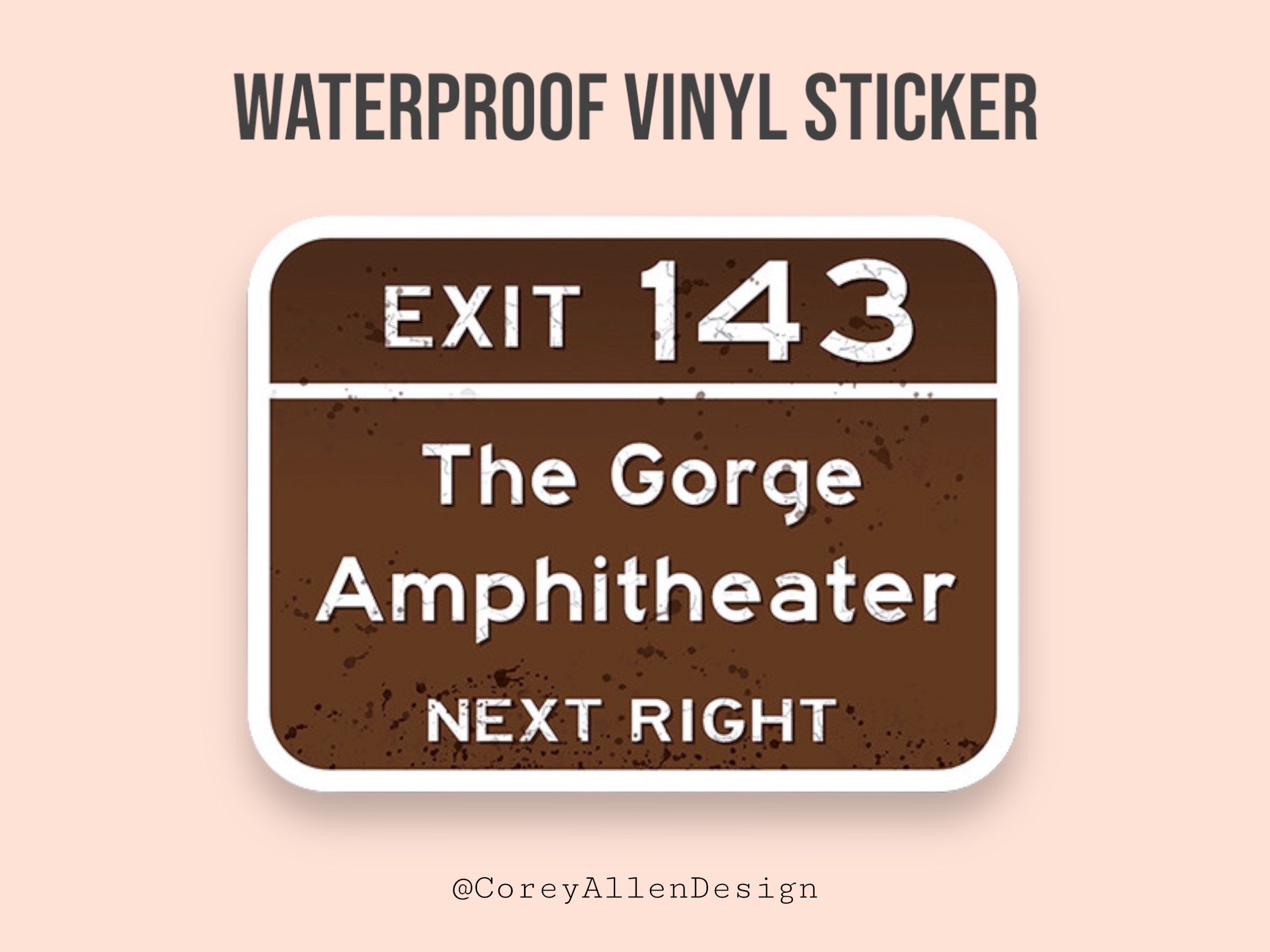 The Gorge Exit Sign Waterproof Vinyl Sticker Dave Matthews Band Sticker ...