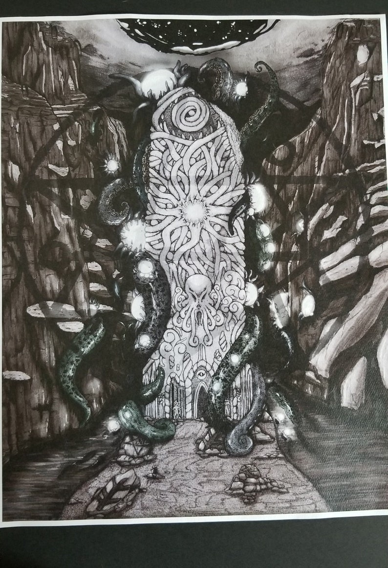 Lovecraftian Monolith 11x14 Inch Colored PRINT, Cthulhu, Dagon ...