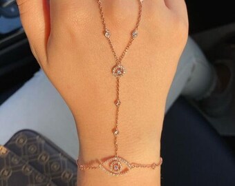 White Gold Hand Chain - Etsy