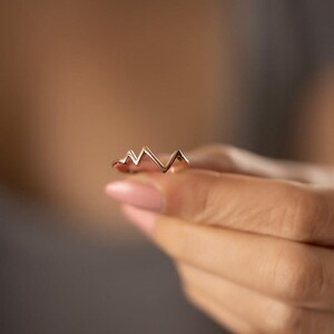 Heartbeat Ring Dainty Pulse Ring Gold Tiny Stackable Ring - Etsy