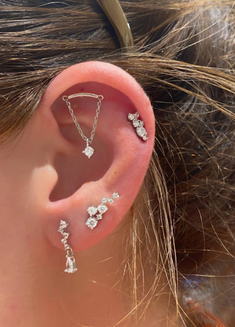 Solitaire Dangle Piercing Marquis Piercing Floating Helix - Etsy