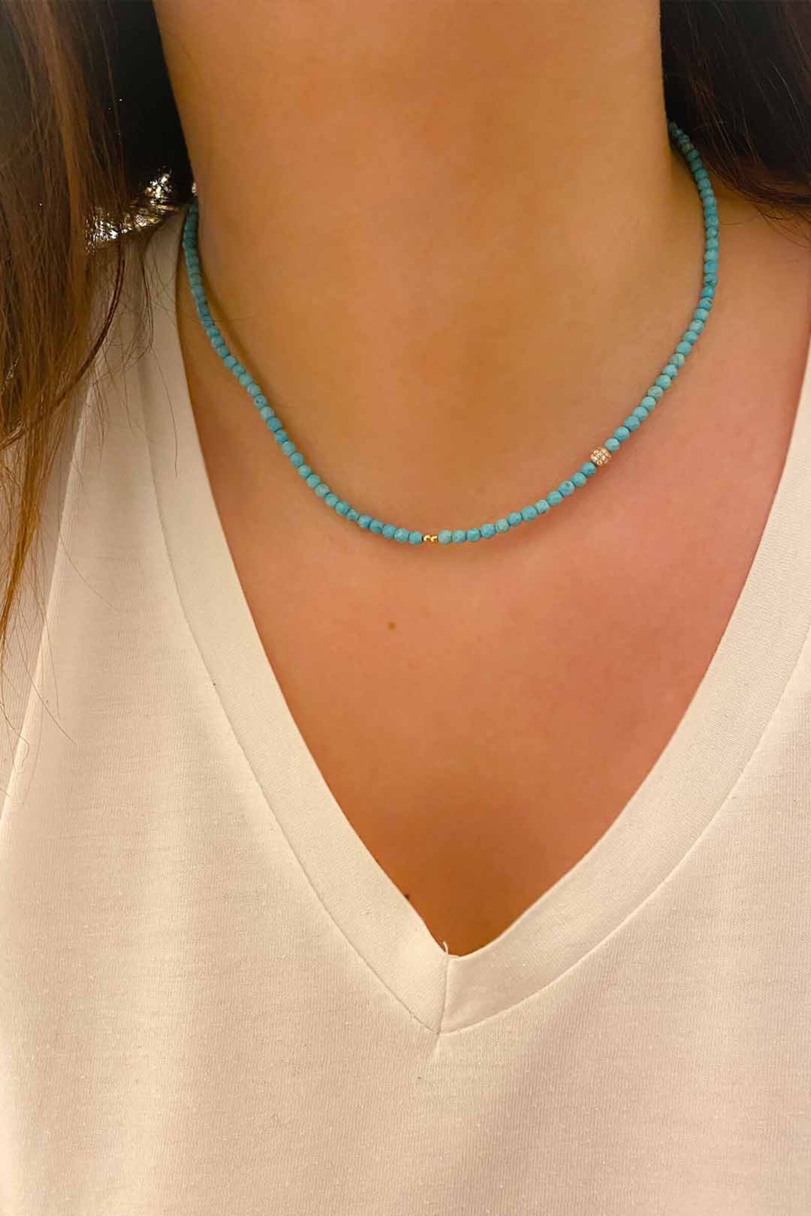 Turquoise Beaded Necklace Beaded Turquoise Necklace for - Etsy