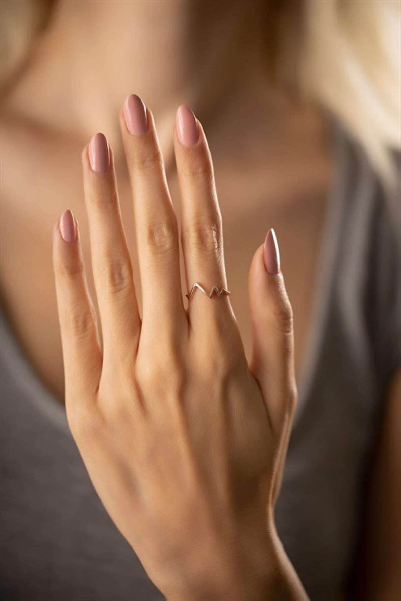 Heartbeat Ring Dainty Pulse Ring Gold Tiny Stackable Ring | Etsy