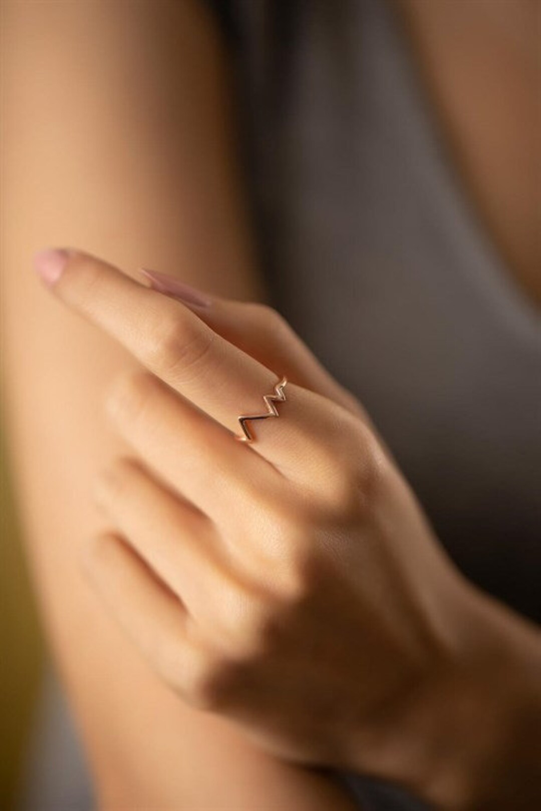 Heartbeat Ring Dainty Pulse Ring Gold Tiny Stackable Ring - Etsy