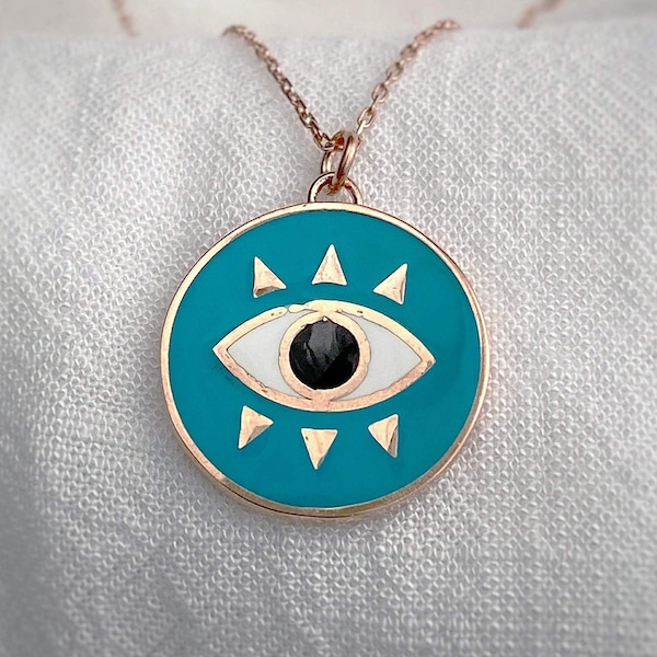 Gold Evil Eye Pendant - Etsy
