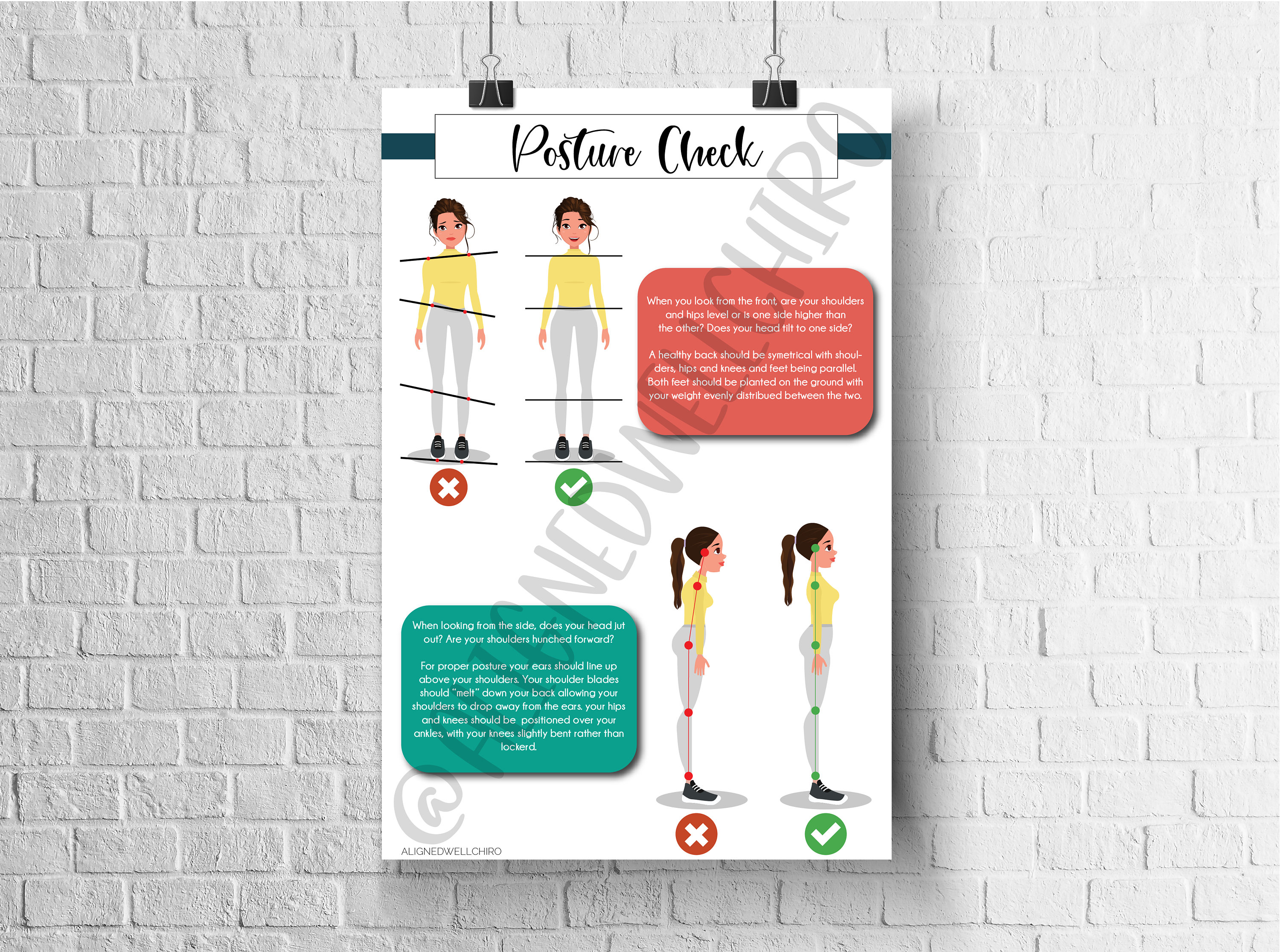 Posture Check Poster | Educational Chiropractic Poster - Etsy