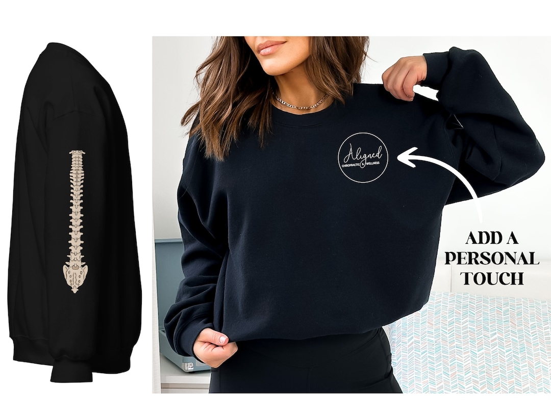 Clinic Logo Spine Sleeve Unisex Sweatshirt | Personalized Spine Sleeve ...