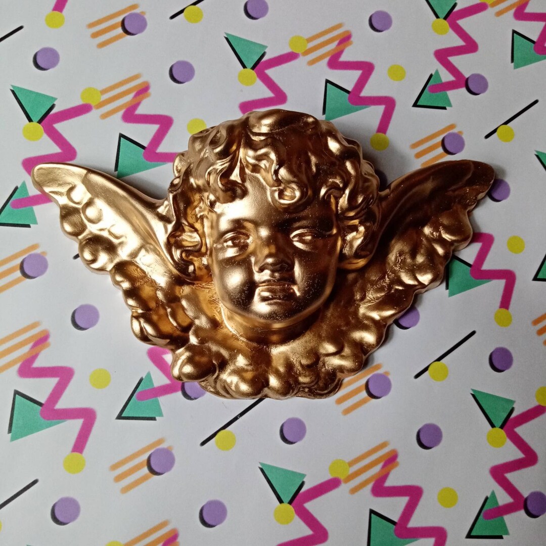 Large | Gold | Cherub | Cupid | Angel | Wall Hanging | Kitsch | Rococo ...