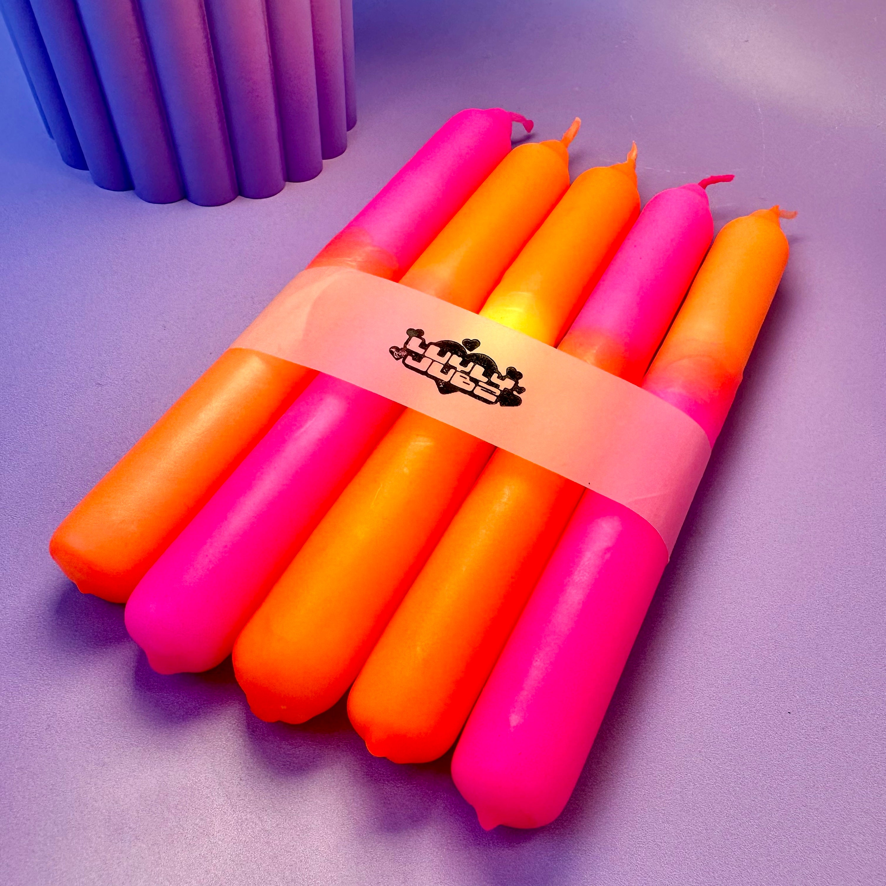 Neon | Fluorescent | Bright | Pink | Orange | Yellow | Candle Sticks ...