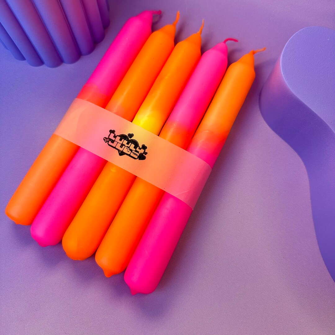 Neon | Fluorescent | Bright | Pink | Orange | Yellow | Candle Sticks ...