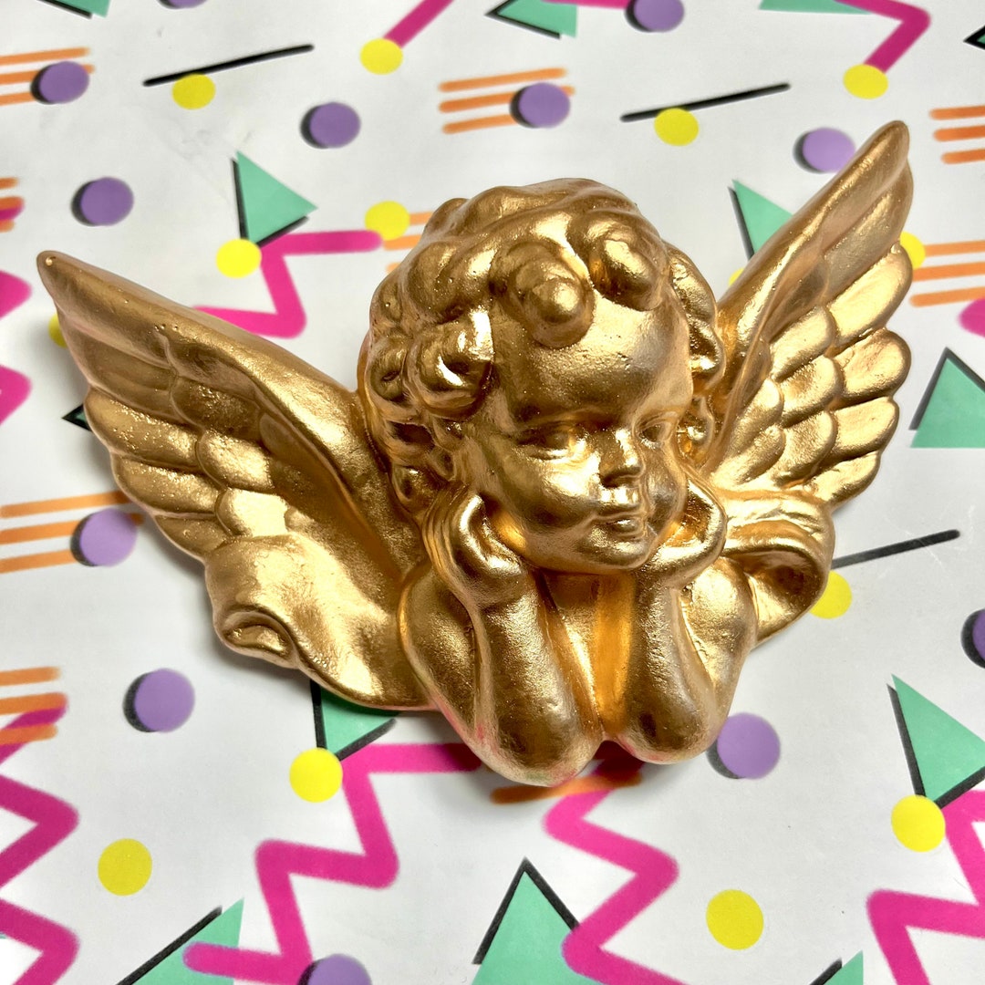 Medium | Gold | Cherub | Cupid | 8x5.5inch - 20x14cm | Ornate | Wall ...