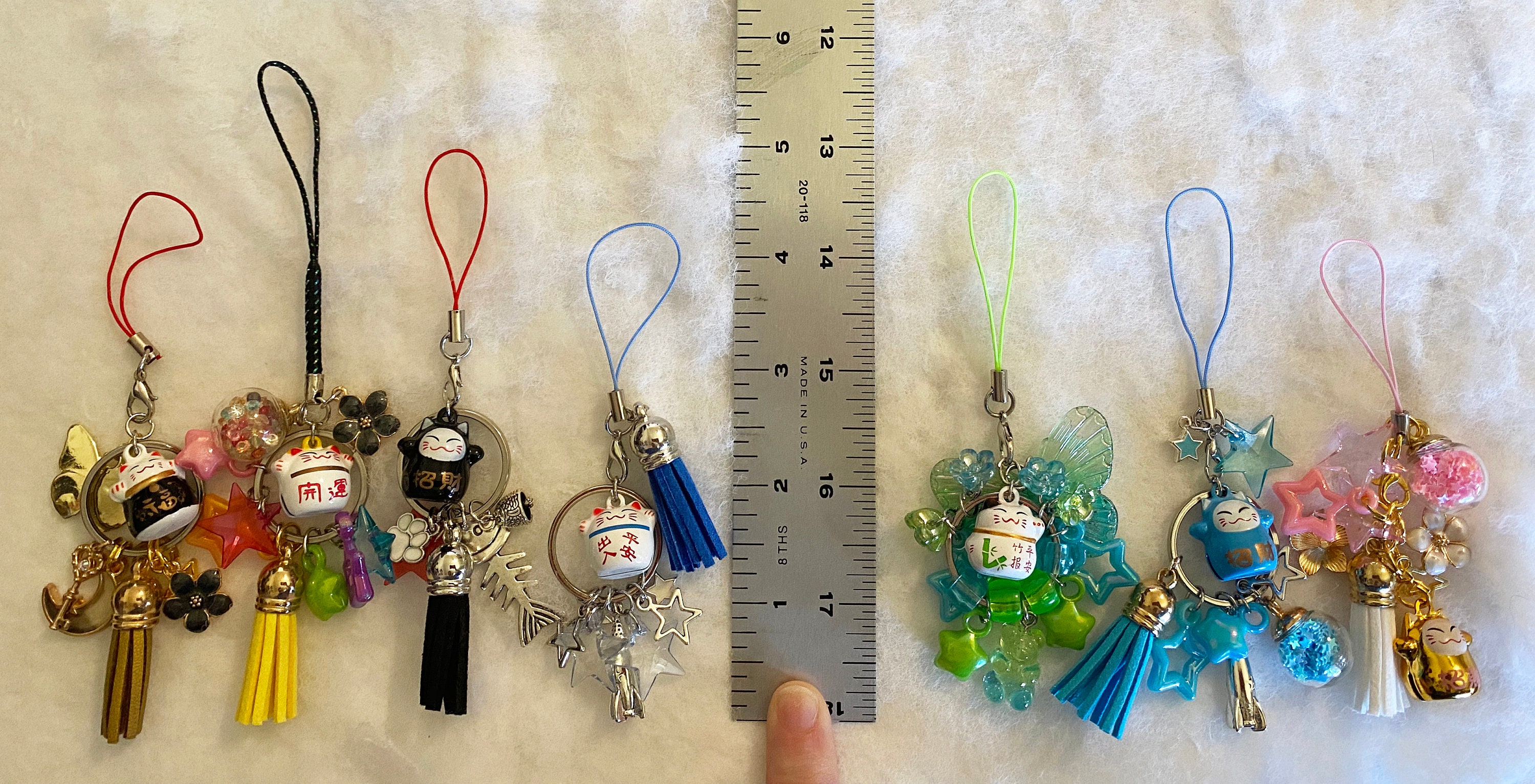 Lucky Cat Cluster Charms or Keychains - Etsy