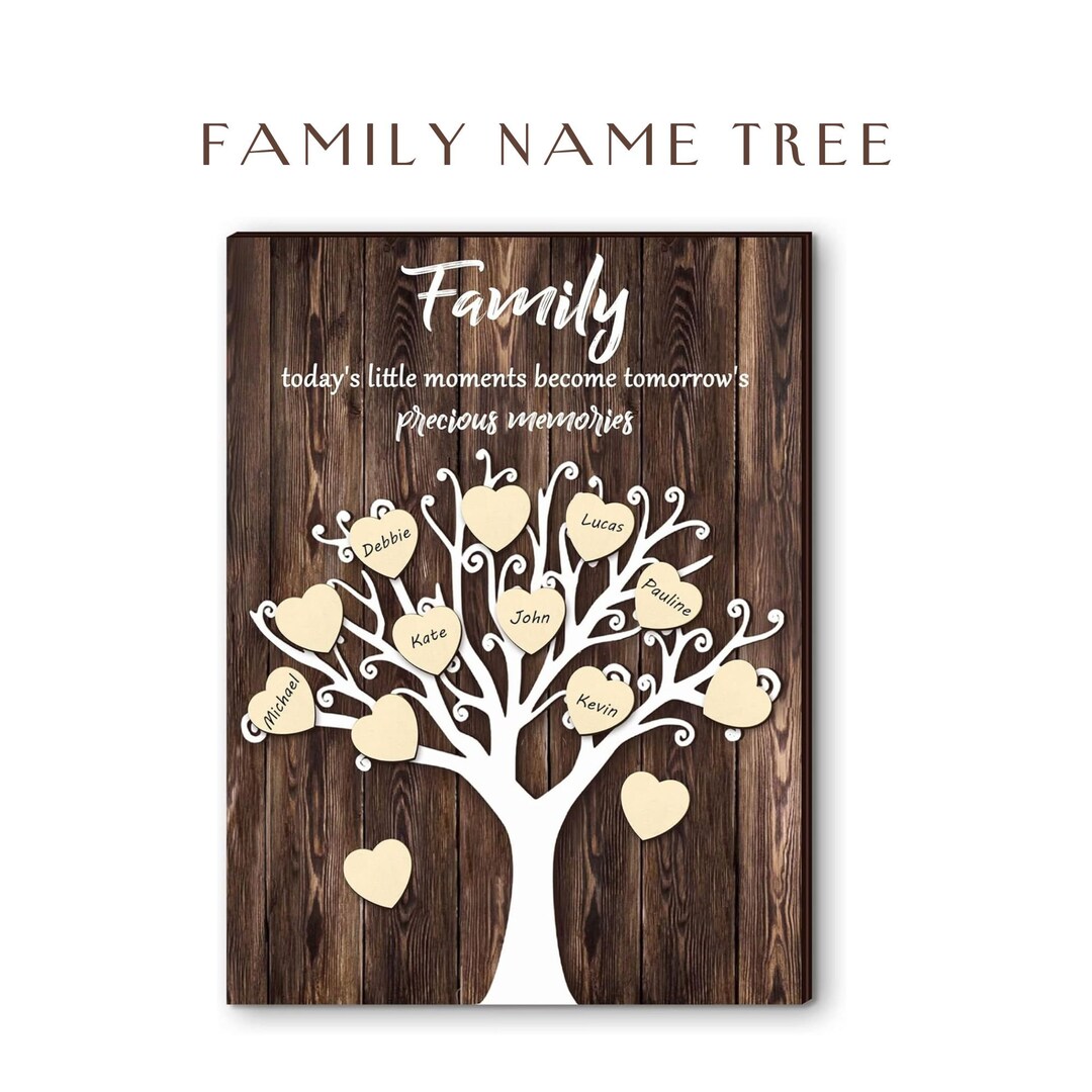 FAMILY TREE, Family Sign, Wooden Family Tree, Hanging Hearts, Family ...