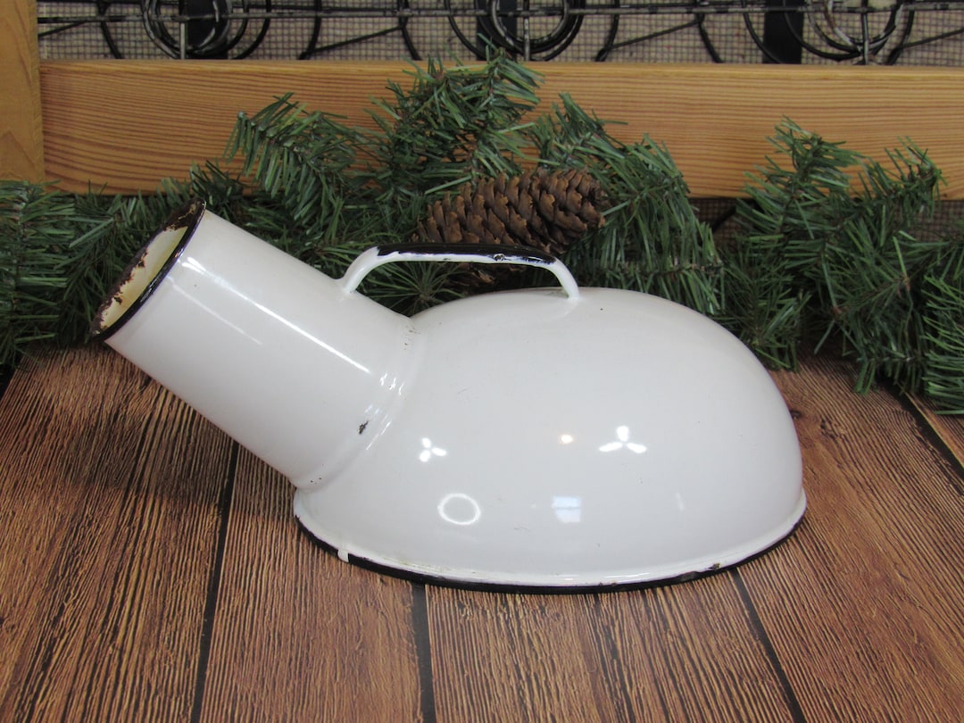 Old Enamelware Urinal - Antique Enamel Ware Urine Jug - Farmhouse ...