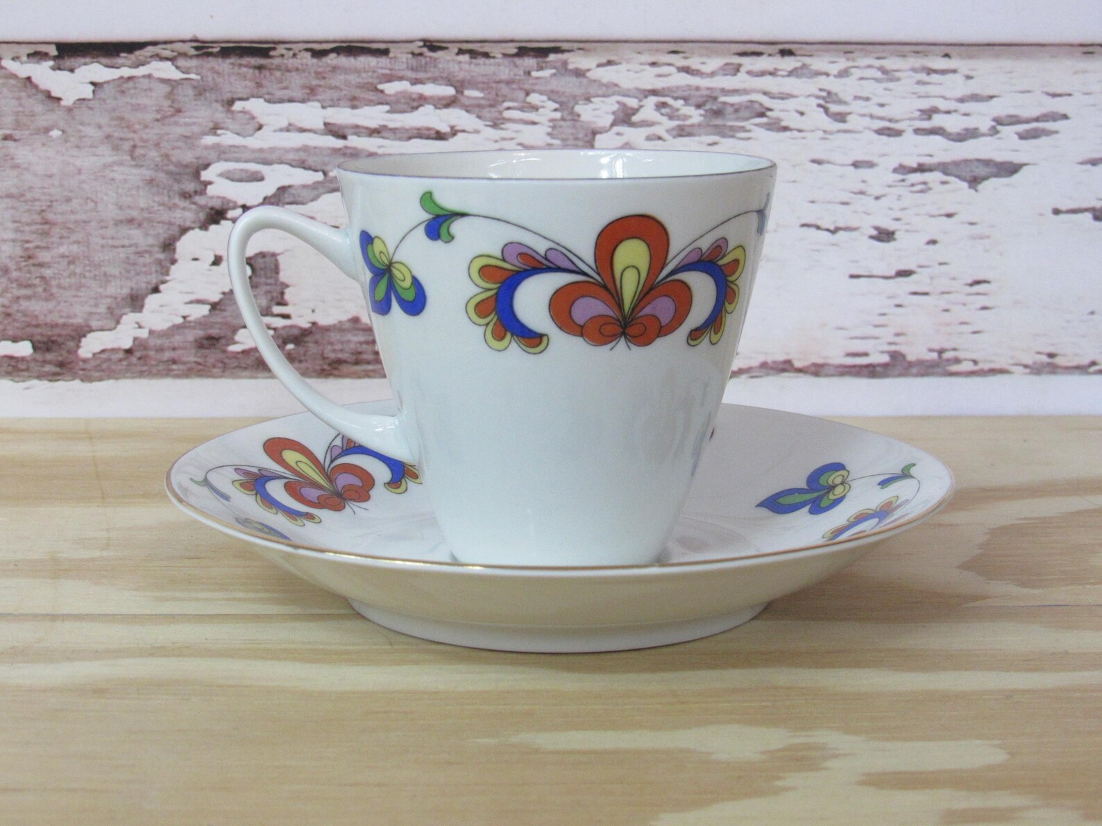 Portsgrund Norway Bone China Decorative Teacup & Saucer - #60 Farmer's ...