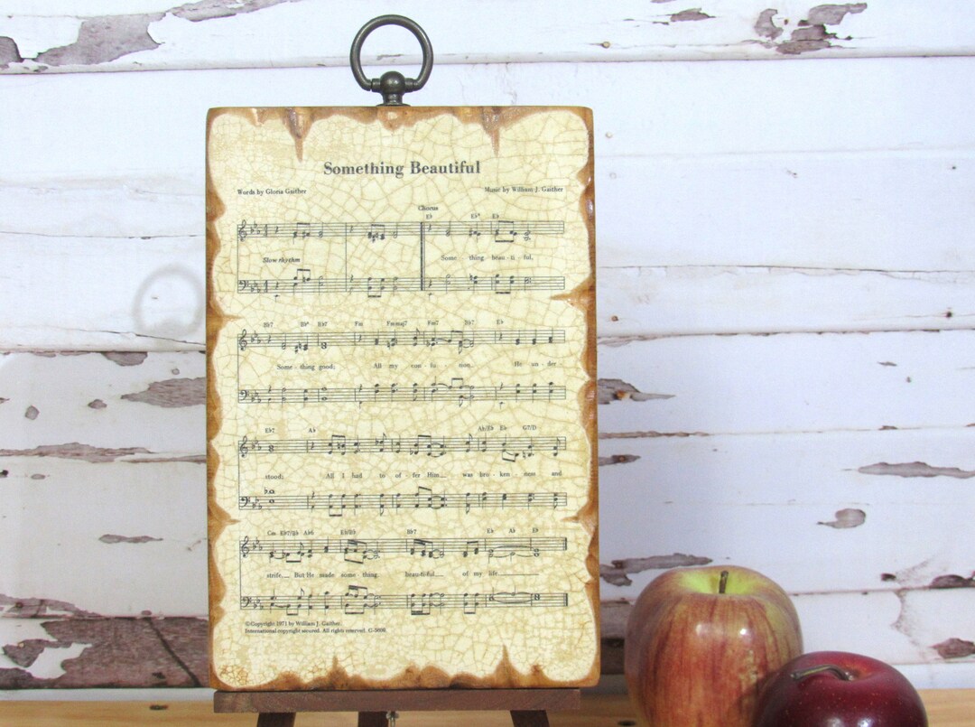 Something Beautiful Christian Hymnal Sheet Music Wood Wall Hanging by ...