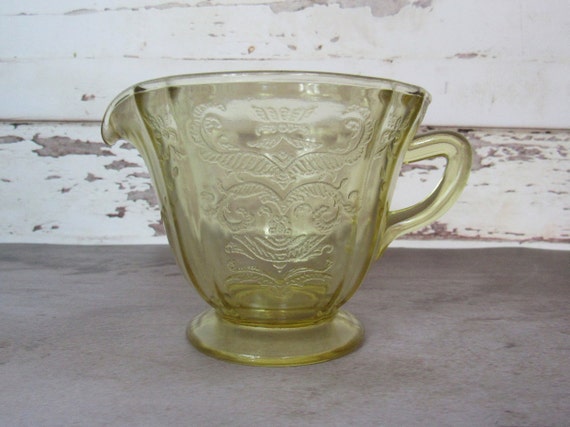 Amber Depression Glass Cream Pitcher / Small Golden Yellow - Etsy