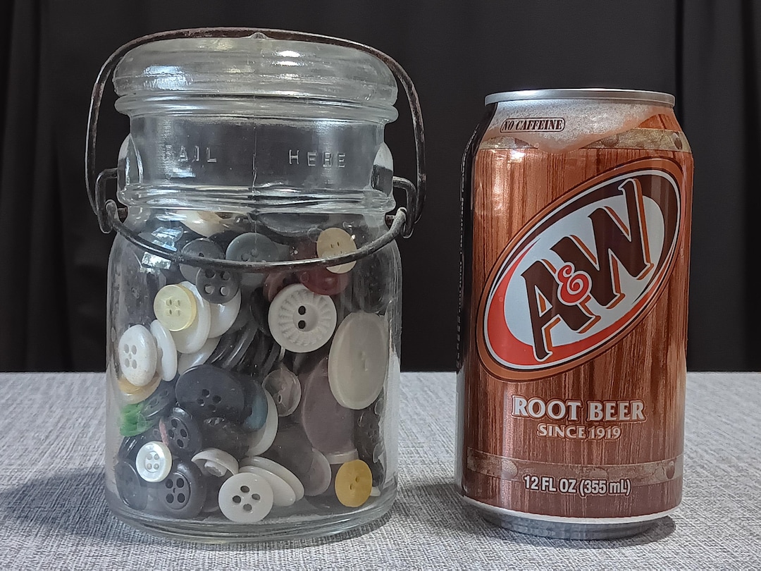 Antique Wire Close Mason Jar Full of Vintage Buttons - Pint Size Jar W ...
