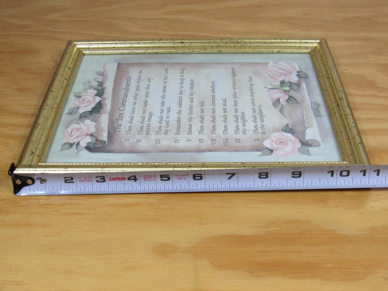 Ten Commandments Framed Vintage Wall Hanging 11x9 Parchment Scroll Look ...