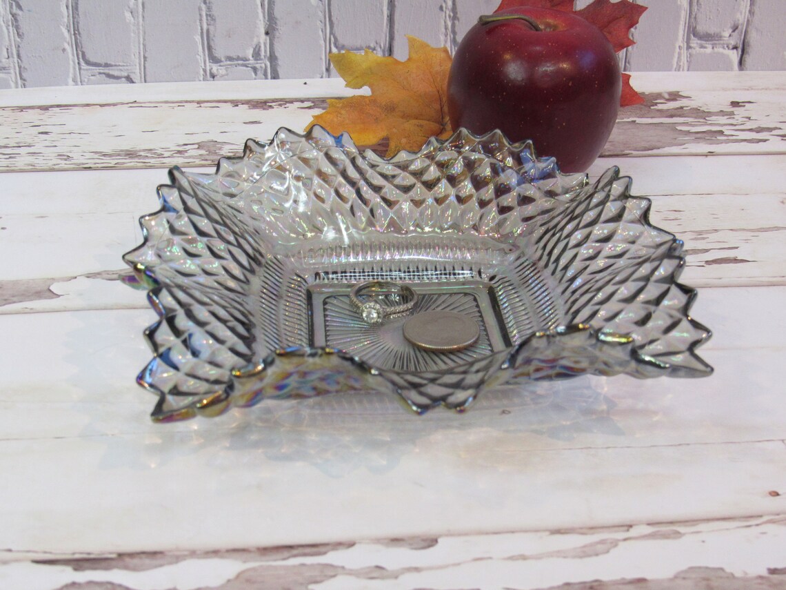 Mid-Century Square Pewter Mist Ring / Trinket Dish Retro | Etsy