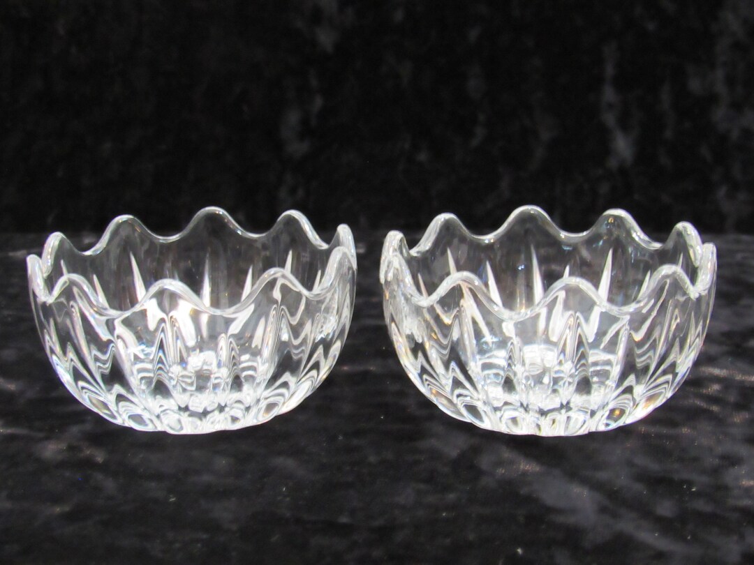 Pair of 3 Vintage Scalloped Edge Candy Bowls / Clear Glass Trinket ...