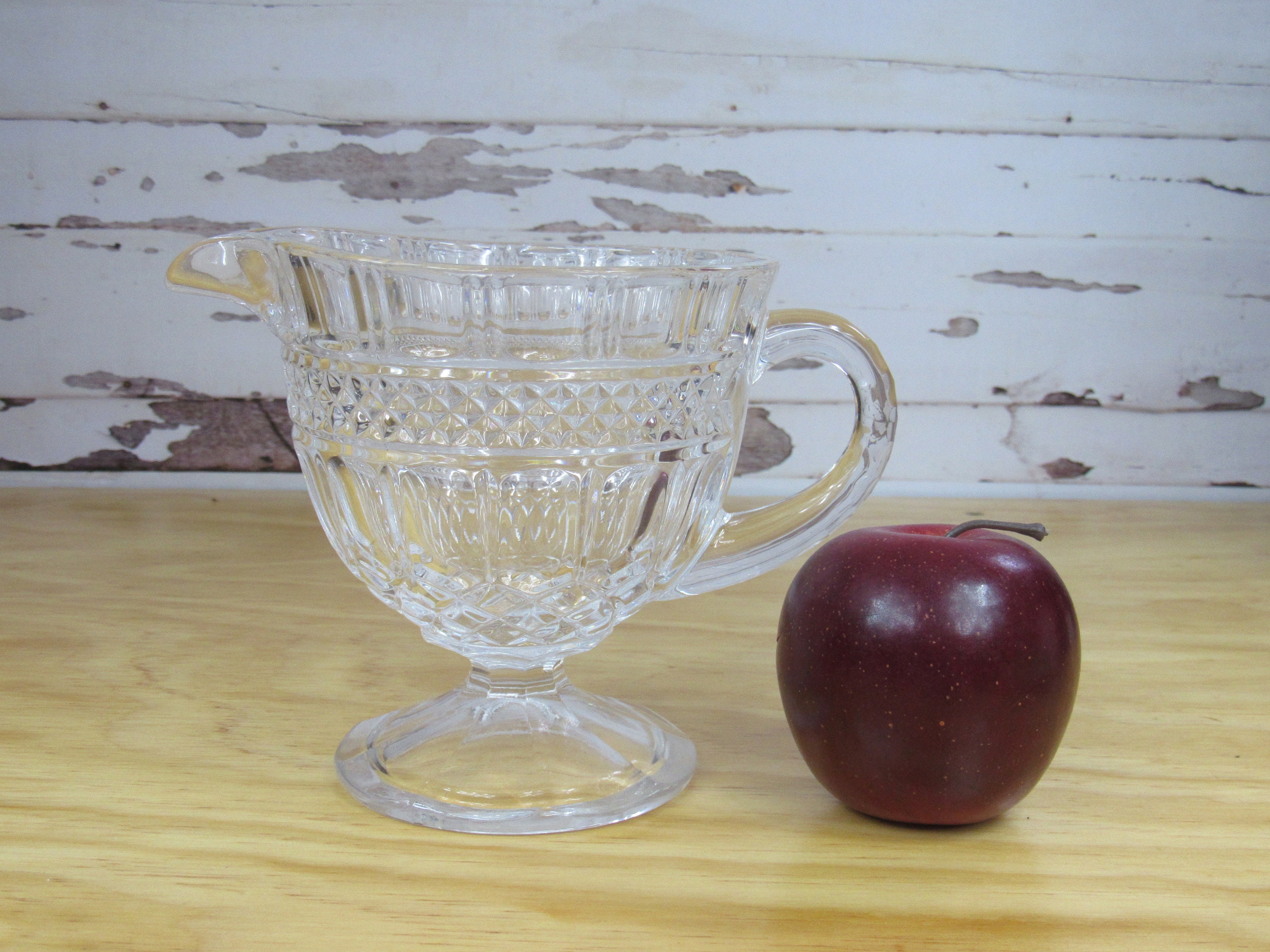 Decorative Diamond Pattern Clear Pressed Glass Pitcher w | Etsy