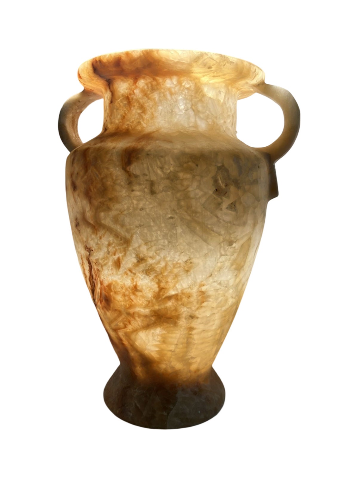 Hand Carved Alabaster Egyptian Museum Replicatranslucent Vase 9 X 8 ...