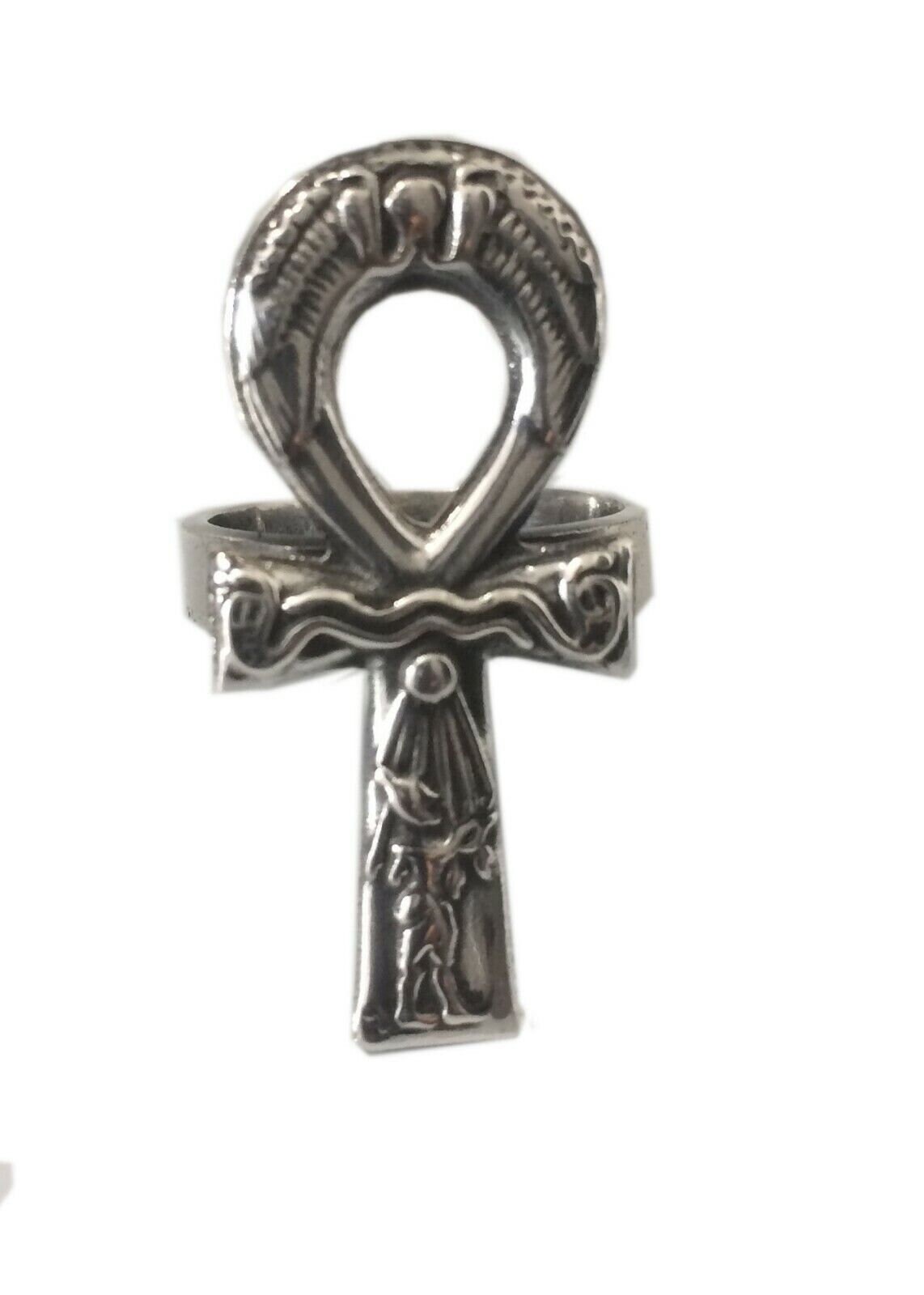 Kemet Art Egyptian Jewelry Silver Akhenaten Ankh Ring (1.5 Inches) - Etsy
