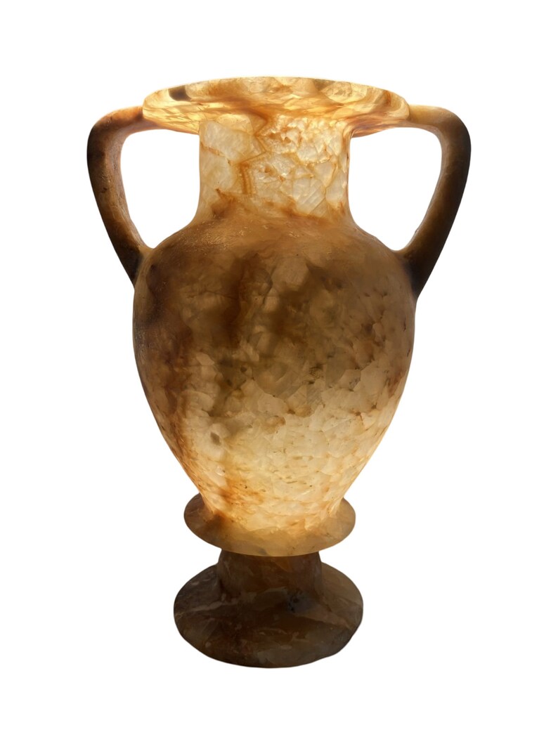 Hand Carved Alabaster Egyptian Museum Replicatranslucent Vase 9 X 8 ...