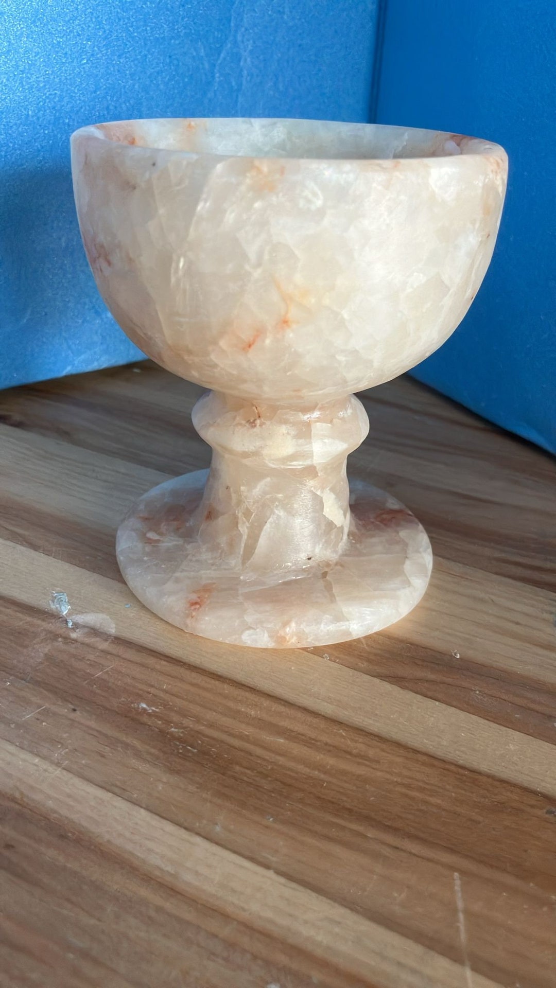 Beautiful Egyptian Museum Replica Hand Carved Alabaster Lotus Cup (10 X ...