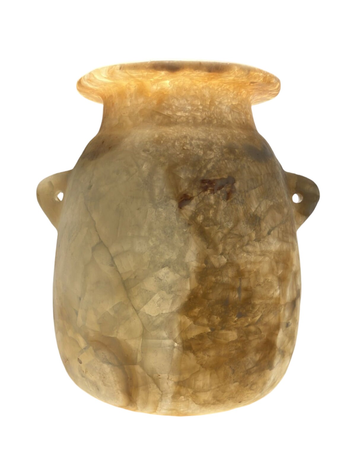Hand Carved Alabaster Egyptian Museum Replicatranslucent Vase 9 X 8 ...