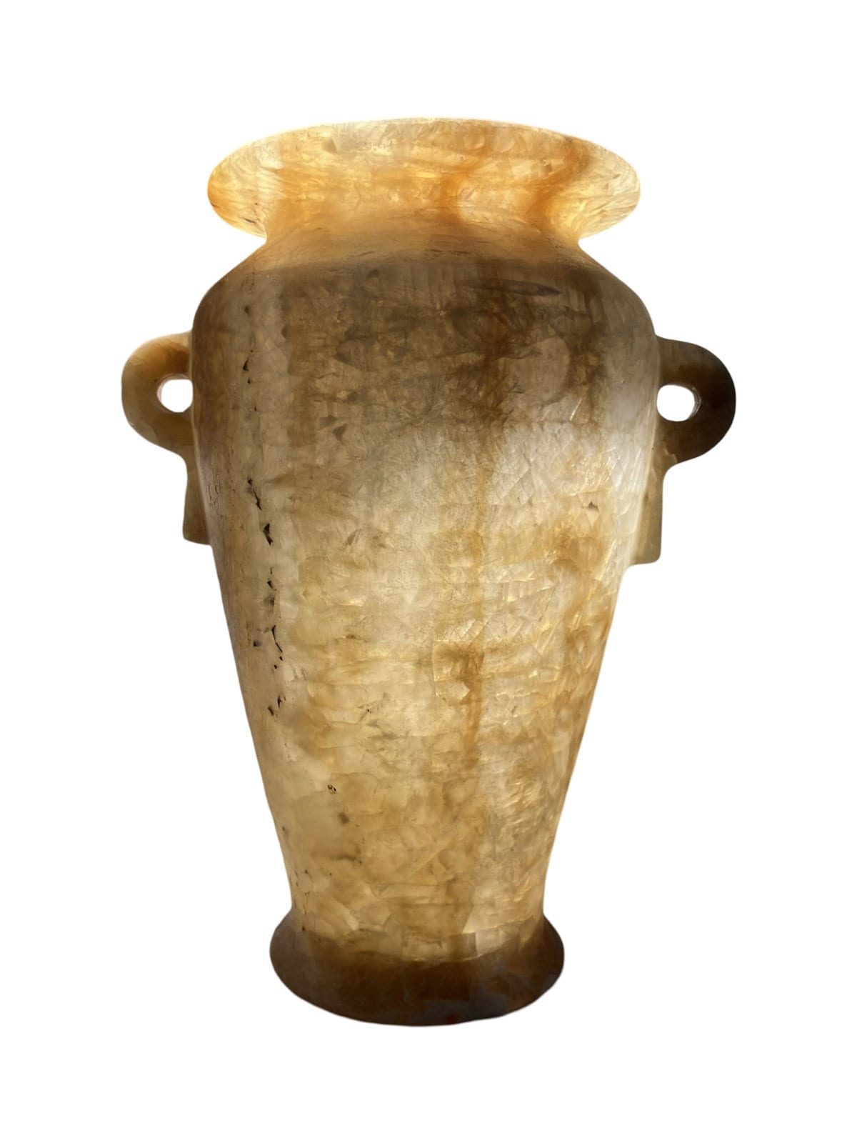 Hand Carved Alabaster Egyptian Museum Replicatranslucent Vase 9 X 8 ...
